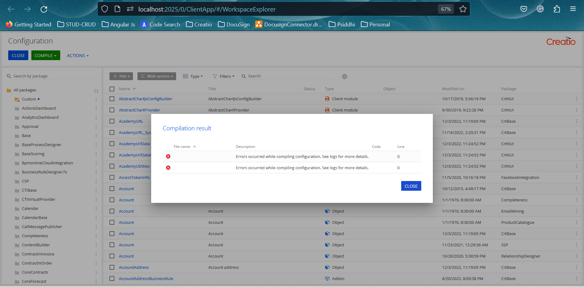 Compilation Error While Compiling Local Creatio Instance Community Creatio